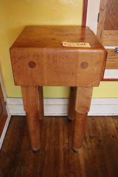 18" x 18" butcher block table with folding side table - Backes ...