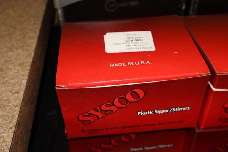 Times 4 - Sysco coffee stir sticks - Backes Commercial Auctioneers