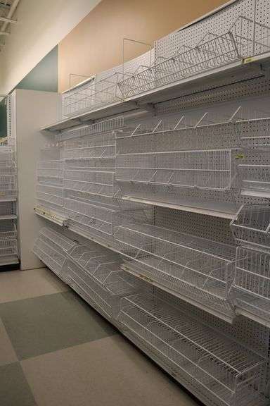 Times 20 - Linear feet of Lozier 9' tall wall shelving with 12" decks ...