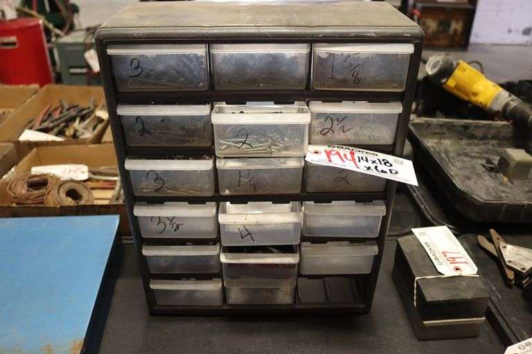 14" x 18" x 6" deep plastic 21 drawer organizer with screw inventory ...