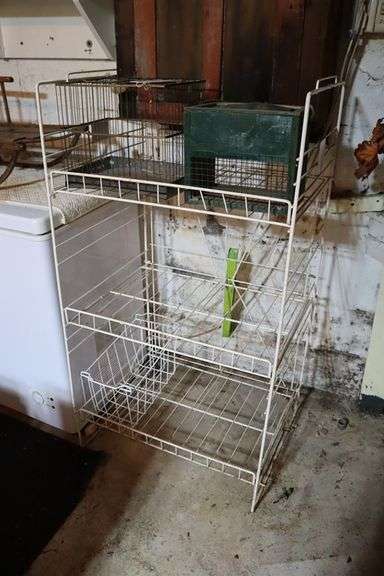 All to go - Cages, white wire rack, & wood 2 door cabinet - located in ...