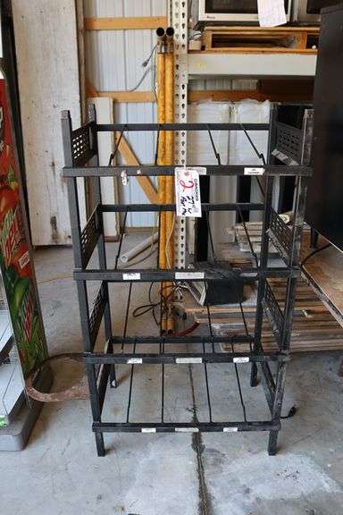 27" wide black metal post mix rack - Backes Commercial Auctioneers