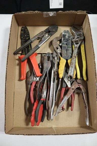 Box flat to go - Channel locks, adjustable wrenches, cutters, wire ...