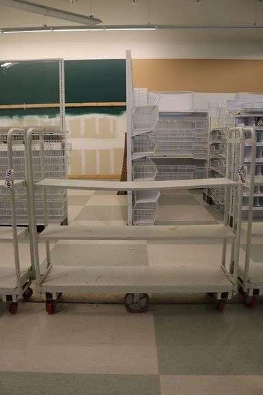 13" x 60" white metal framed U boat stocking cart - Backes Commercial ...