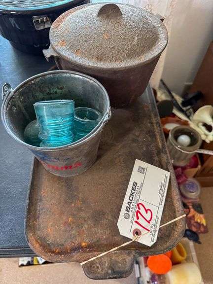 Cast Dutch oven and Griswold griddle, Hamm's bucket - Backes Commercial ...