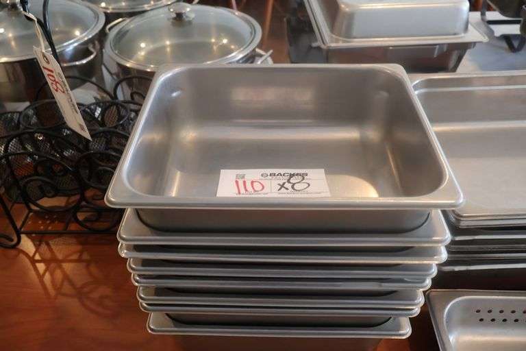 Times 8 - 1/2 x 4" stainless inset pans - no lids - Backes Commercial ...
