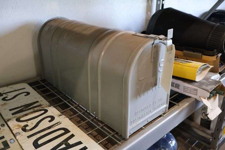 8" x 21" x 10" tall metal mail box - Backes Commercial Auctioneers