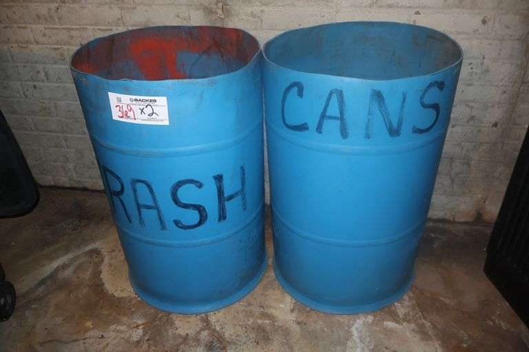 Times 2 - Plastic 30 gallon trash barrels - Backes Commercial Auctioneers