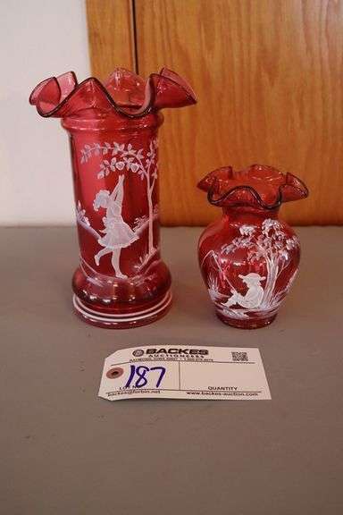 Pair to go - Fenton Art Glass Mary Gregory Collection 2001 Cranberry ...