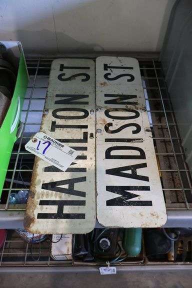 Pair to go - 6" x 24" metal Hamilton & Madison street signs - Backes ...