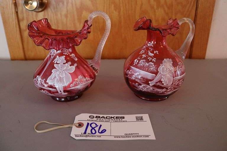 Pair to go - Fenton Art Glass Mary Gregory Collection 1999 cranberry ...