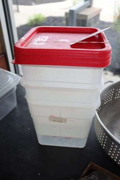 Times 3 - 8 quart poly food storage containers with lids - 1 has ...