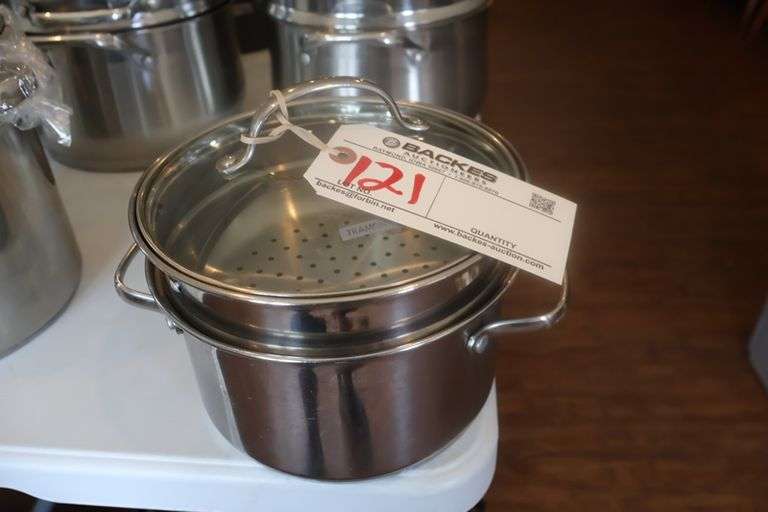 Tramontia 3 quart stainless double broiler with glass lid - Backes ...