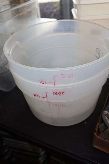 Times 2 - 12 quart round poly food storage containers - no lids ...