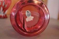 Set of 5 - Fenton hand painted and signed - Pansies on Cranberry Jack ...