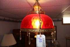 14" Red glass light fixture - Backes Commercial Auctioneers