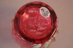 Set of 5 - Fenton hand painted and signed - Pansies on Cranberry Jack ...