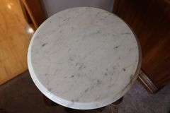 13" round x 30" tall marble top stand with ornate base - Backes ...