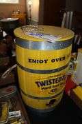 Twisted Tea wood display keg - Backes Commercial Auctioneers