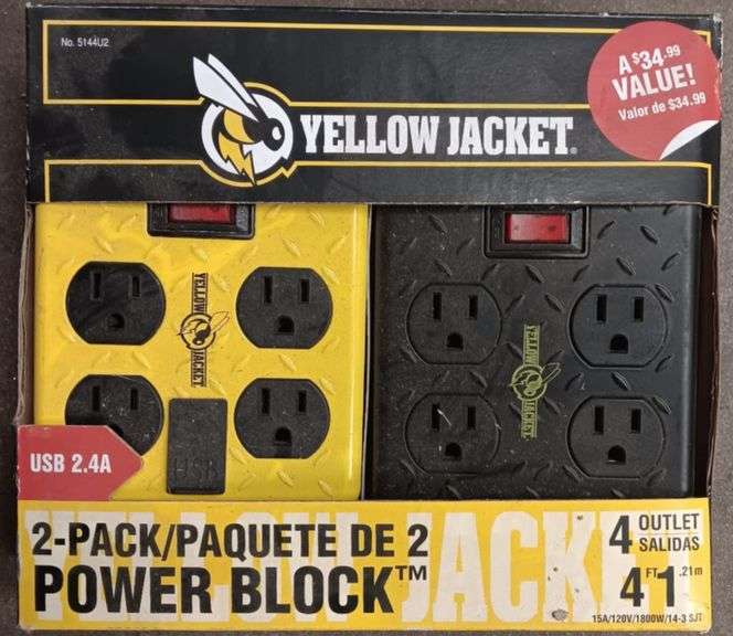 Yellow Jacket 2-Pack 4 Outlet Power Block, Does Work - ELCO Auctions