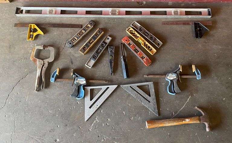 Carpentry Tools, Levels, Squares, Clamps , Hammer - ELCO Auctions