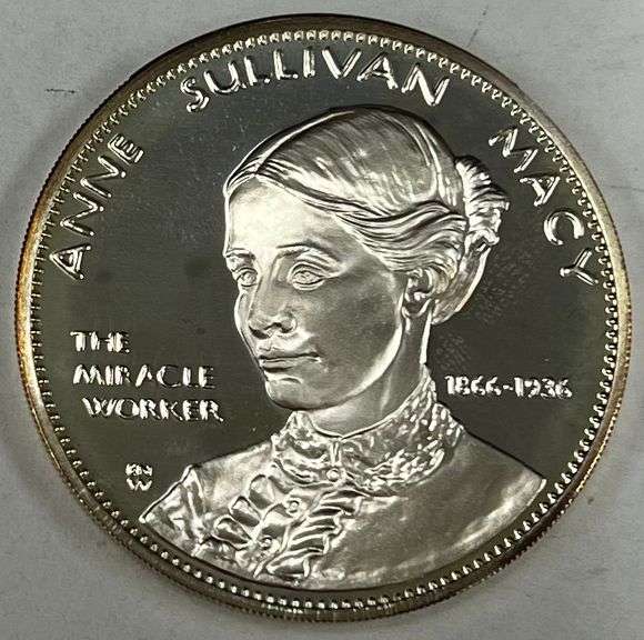 Anne Sullivan Macy Sterling Silver Proof Coin-Medal w/ Box, 26.8 Grams ...