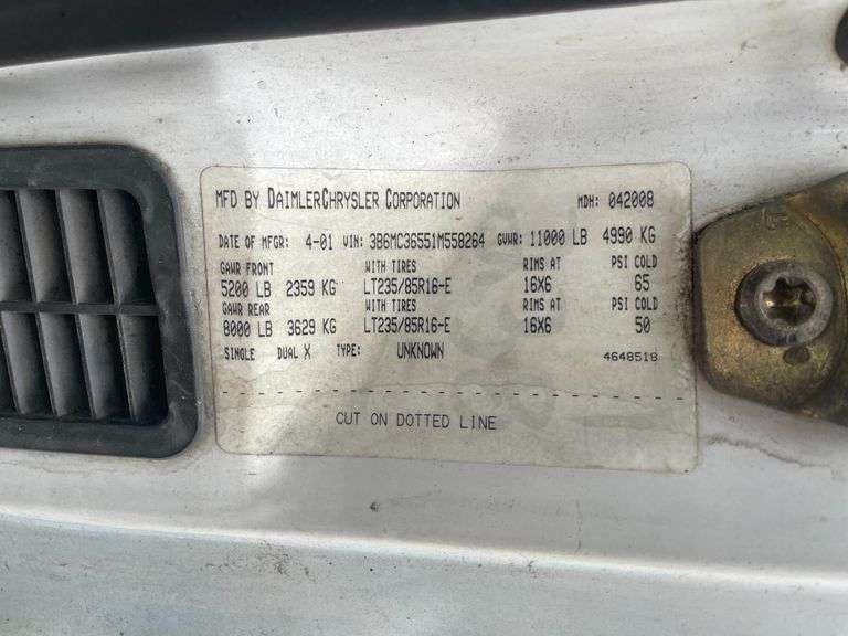 2001 Dodge Ram 3500 2 Door Dually Truck with Tow Body (221,137 Miles ...