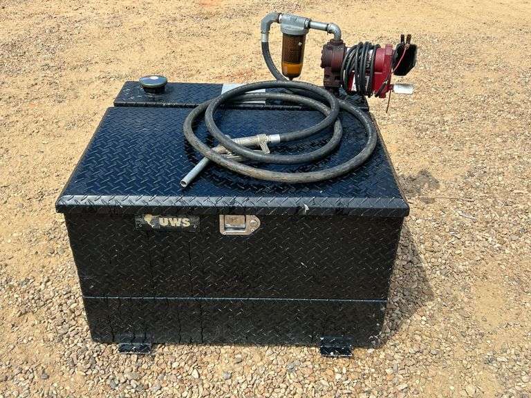 UWS Diamond Plated Aluminum 50 Gallon Fuel Tank W/Pump & Toolbox - JJ Merchant LLC