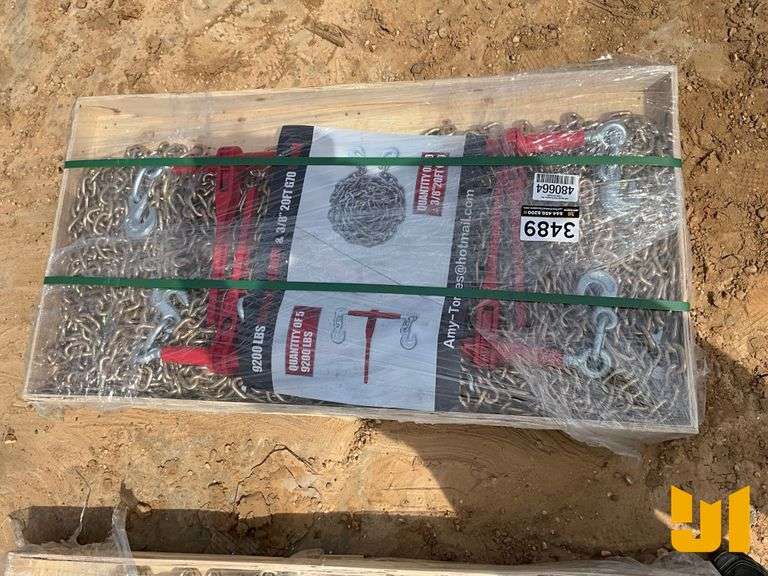 CRATE OF 5 9200LBS BINDERS & 10 3/8” 20’ CHAINS - Jeff Martin ...