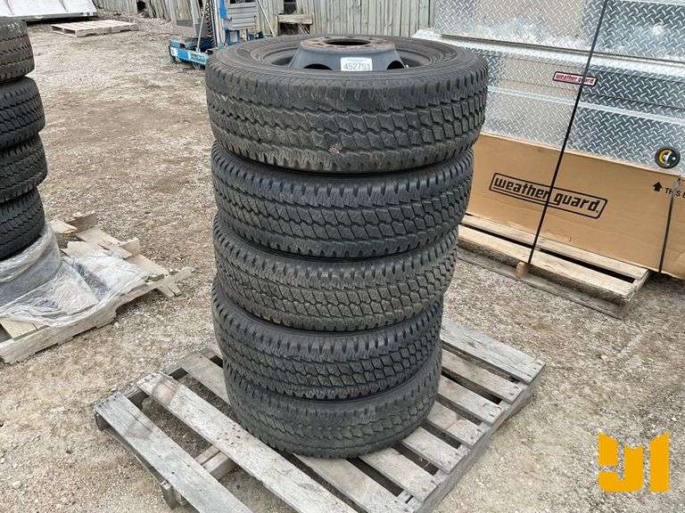 (5) BRIDGESTONE DURAVIS TIRES W/ STEEL RIMS, LT225/75R16, USED ...