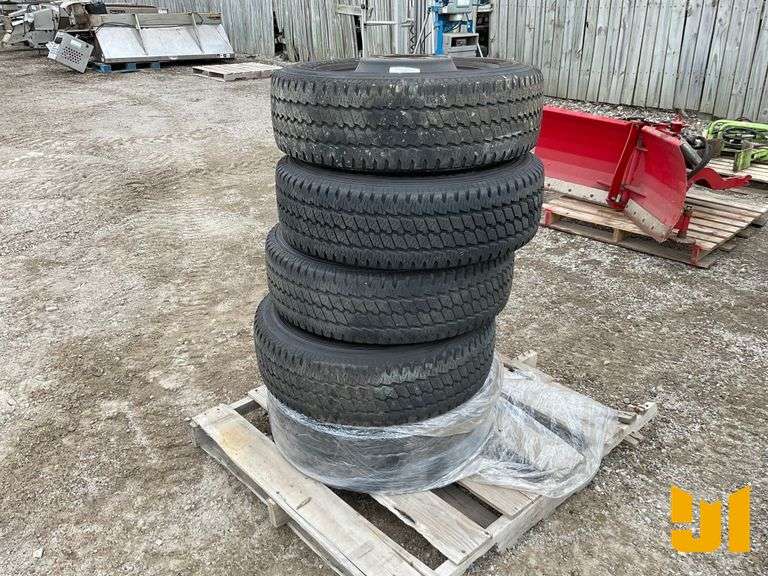 (5) BRIDGESTONE DURAVIS TIRES W/ STEEL RIMS, LT255/75R16, USED ...