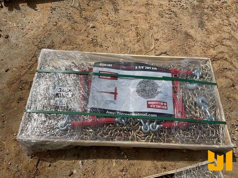 CRATE OF 5 9200LBS BINDERS & 10 3/8” 20’ CHAINS - Jeff Martin ...