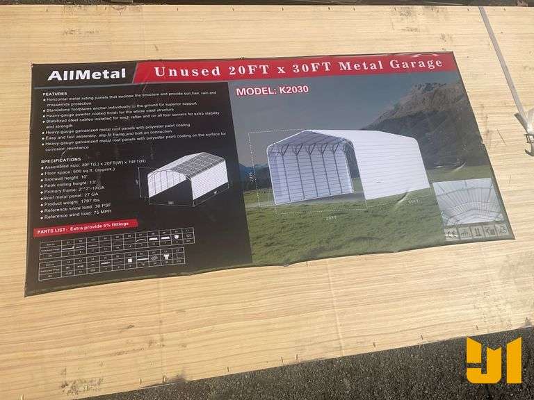 UNUSED 2024 ALLMETAL K2030 METAL GARAGE - Jeff Martin Auctioneers, Inc.