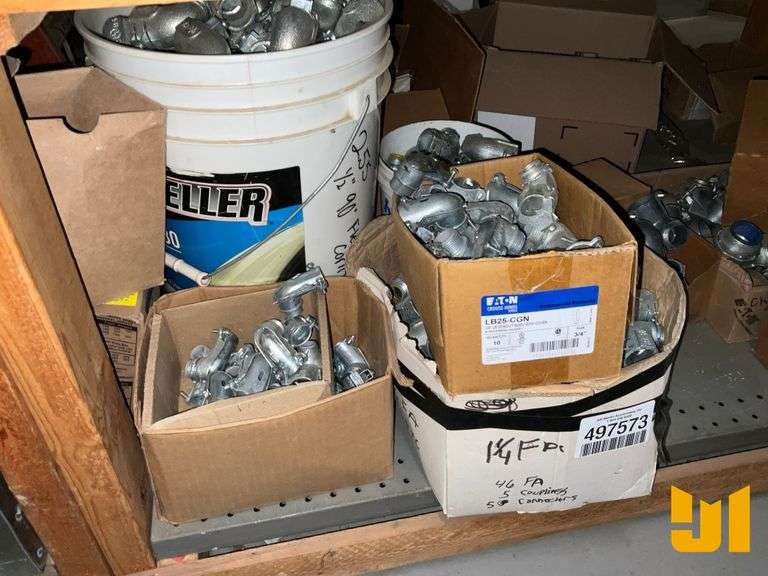 SHELF W/ VARIOUS CONNECTORS & LEVITON SPLIT CIRCUIT RECEPTACLES ...