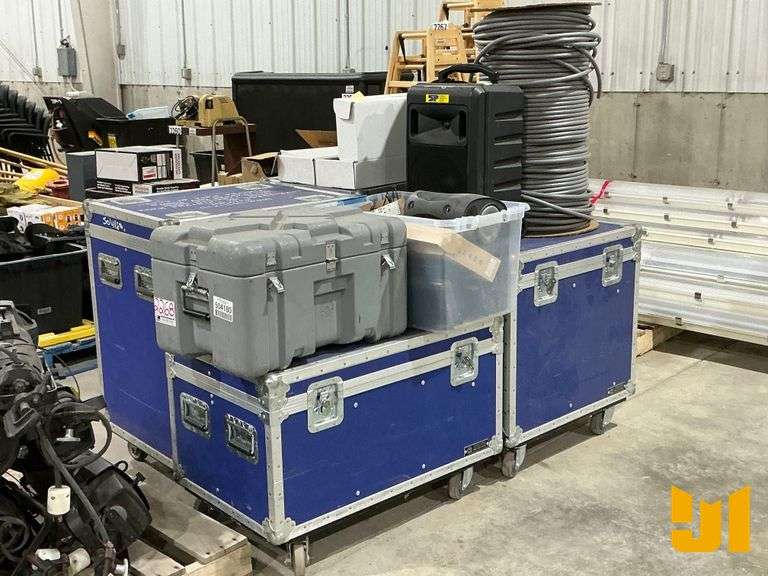 AUDIO&VIDEO STAGE EQUIPMENT W/TRAVEL CASES, CONTROL BOARD, RECEIVERS ...