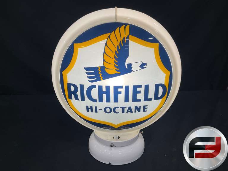 RICHFIELD HI-OCTANE PUMP GLOBE TWO SIDED 16.5X16.5X6.75, NO RESERVE ...