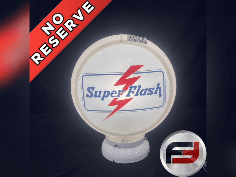 SUPER FLASH, GAS PUMP GLOBE, TWO SIDED, 16.5 X 16.5” - Freije & Freije ...