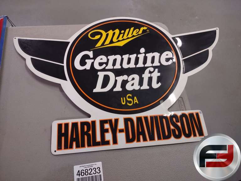 MILLER GENUINE DRAFT/HARLEY-DAVIDSON METAL SIGN - Freije & Freije ...