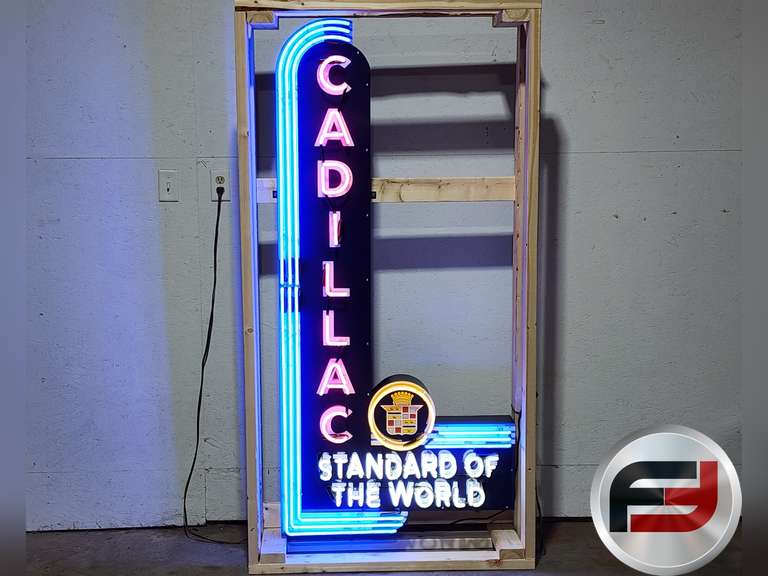 CUSTOM CADILLAC TIN NEON SIGN, 34" X 72" NEW NEON - Freije & Freije ...