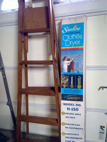 Wooden Ladder and Clothesline - Land of Goshen Auction House