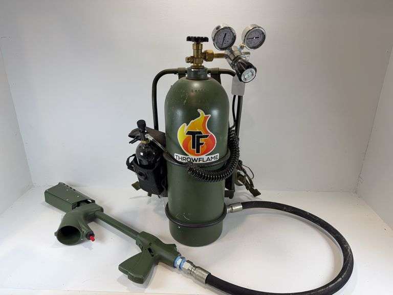ThrowFlame XL18 backpack flamethrower - Ruhter Auction & Realty, Inc.