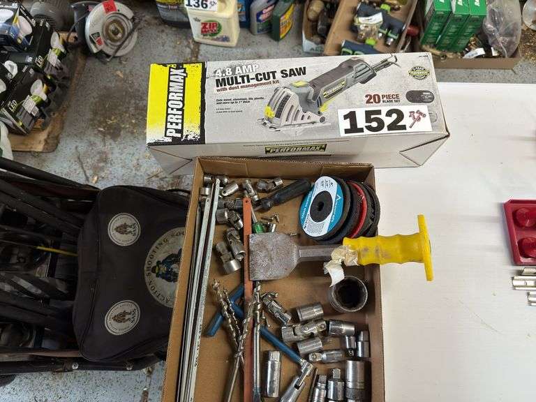 New multi cut saw with blade set and assorted sockets and wood drill ...