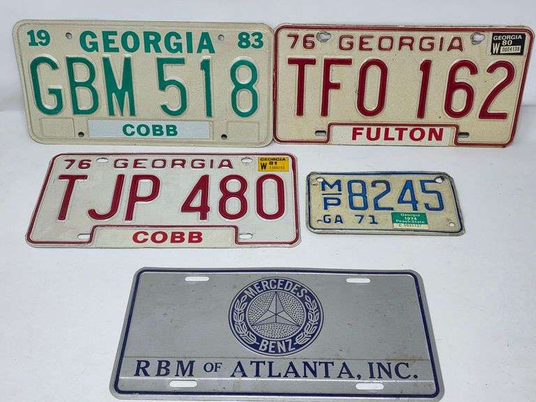 Vintage Georgia License Plates and Mercedes-Benz Vanity Plate - BidSells