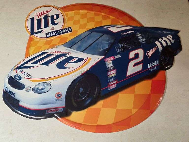 Miller Lite Rusty Wallace Nascar Raised Metal Sign - BidSells
