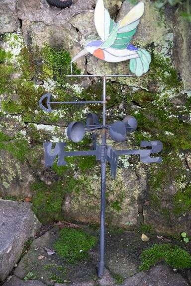 Hummingbird Stained Glass Weather Vane- as shown - BidSells