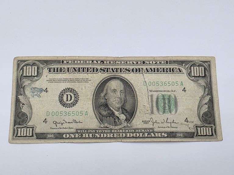 1950-D Benjamin Franklin $100 Federal Reserve Note - BidSells