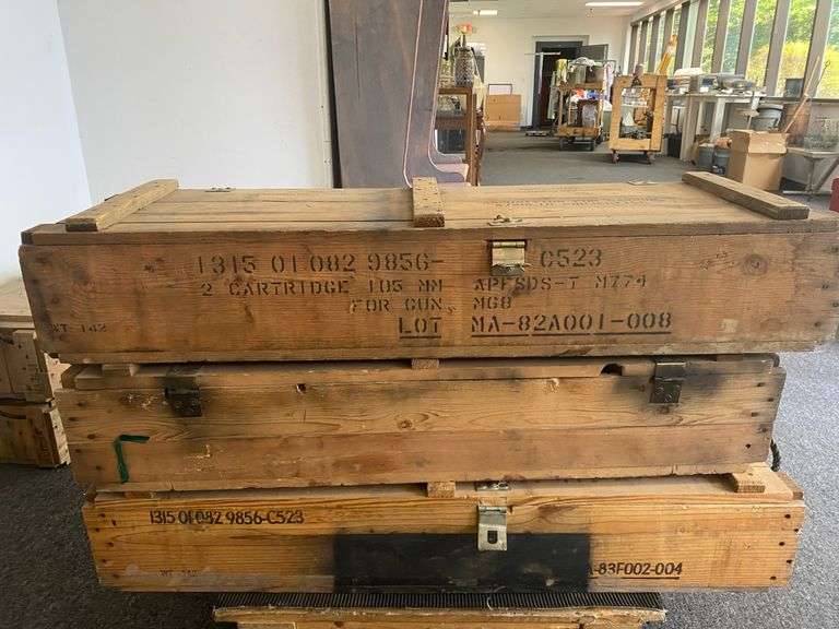 3) 105mm M774 M68 Tank Ammunition Crates - BidSells
