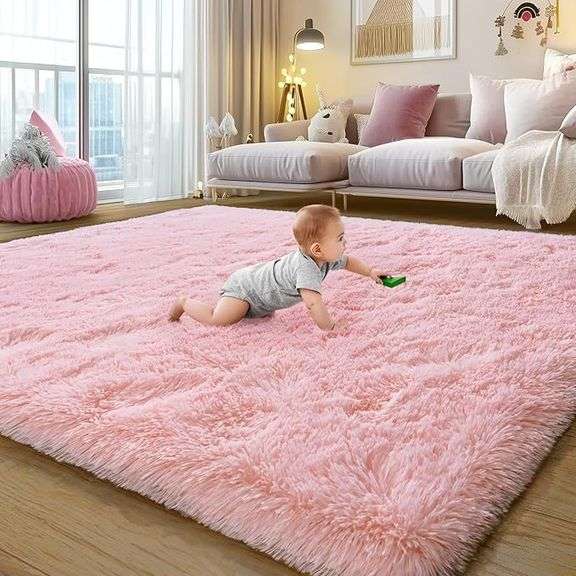 Ultra Soft Pink Rugs for Bedroom 8x10 Feet, Fluffy Shag Area Rugs for ...