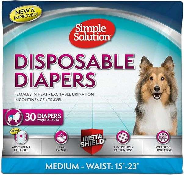 Simple Solution Disposable Dog Diapers, Female Dog Diapers, Puppy Potty ...