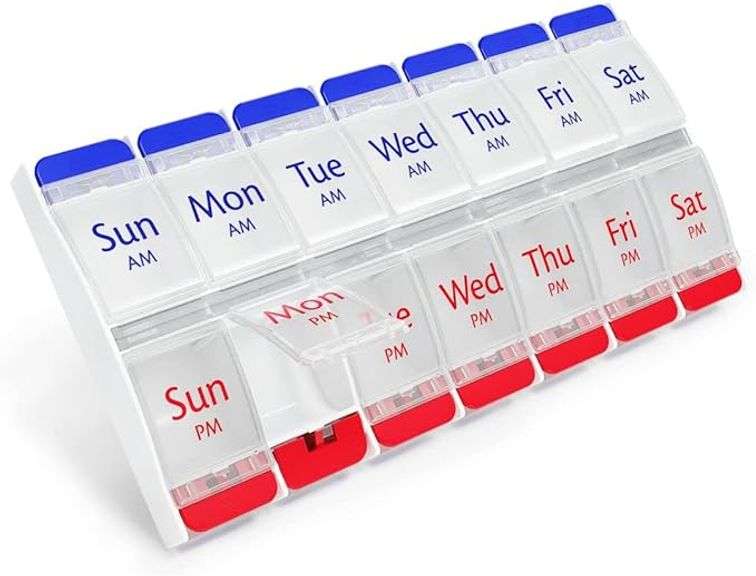 EZY DOSE Push Button (7-Day) Pill Case, Medicine Planner, Vitamin ...